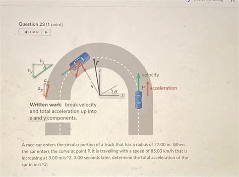Solved A Race Car Enters The Circular Portion Of A Track
