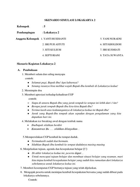 Skenario Simulasi Lokakarya Tata Suwanta Kelompok 5 Cpp11 Pdf