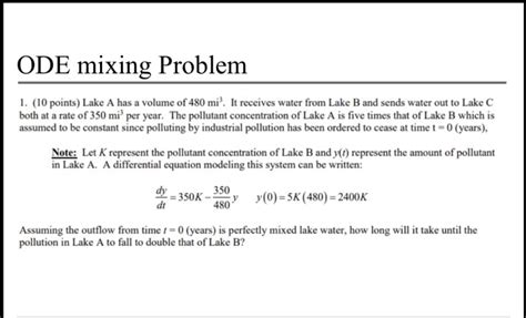 Solved Ode Mixing Problem