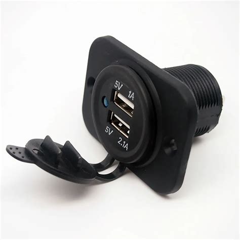 Car Usb Charger Socket Outlet With Dual Usb Auto Led Plastic Abs Mini 12v T10 Socket Twin Dual