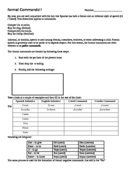 Spanish Formal Commands By Kylie Stanfield TPT