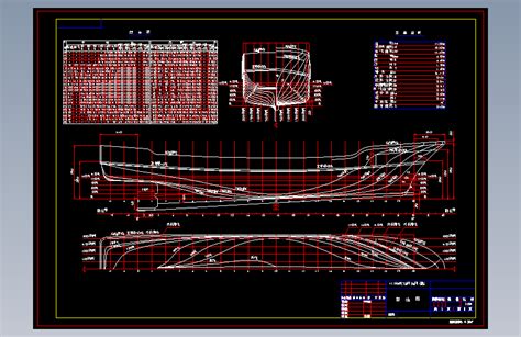 一套23米玻璃钢拖网渔船船舶CAD图纸捕捞船图纸 AutoCAD 2000 模型图纸下载 懒石网