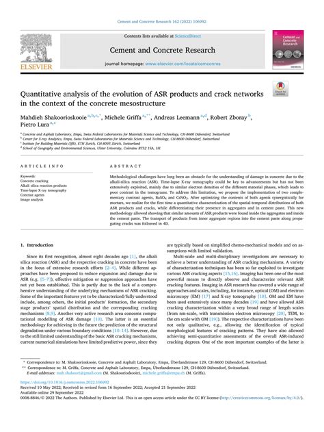 Pdf Quantitative Analysis Of The Evolution Of Asr Products And Crack Networks In The Context