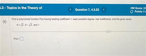 Solved Find A Polynomial Function P X Having Leading Chegg Com