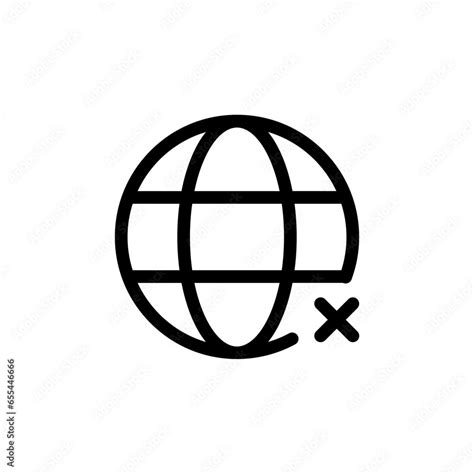 Globe Disconnect Icon With With Cross Check Mark Symbol Lost Connection Offline No Internet