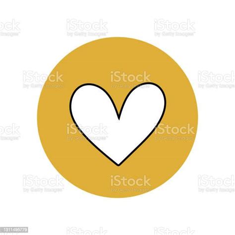 노란색 원에 흰색 하트 아이콘 응용 프로그램 스마트 폰 사용자 인터페이스에 대한 그림 발렌타인 데이의 낭만적 인 상징