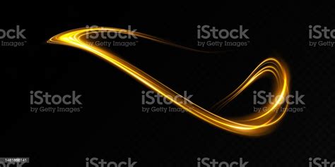 황금색의 움직임과 속도의 추상적 인 조명 라인 가벼운 일상의 빛나는 효과 반원형 파동 가벼운 트레일 곡선 소용돌이 광섬유 백열 Png 곡선에 대한 스톡 벡터 아트 및 기타