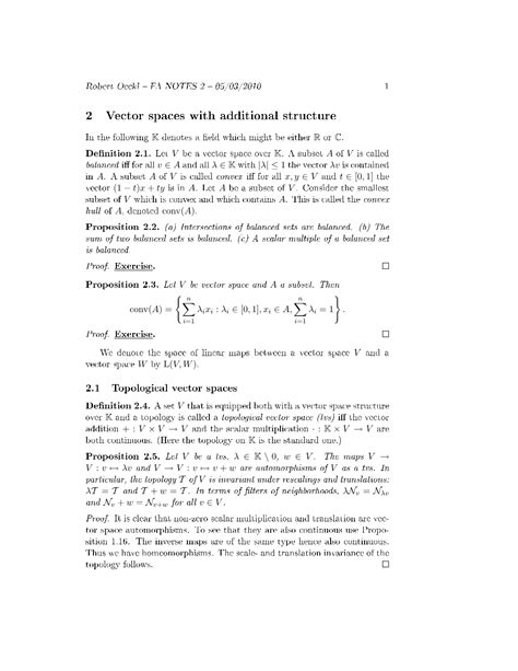 2 Vector Spaces With Additional Structure Docslib