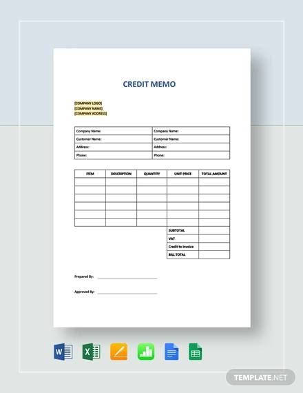 Free 11 Sample Credit Memo Templates In Pdf Ms Word