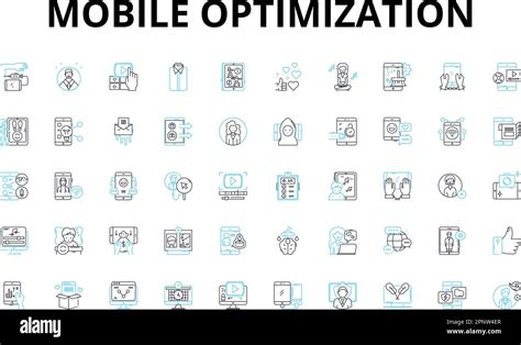 Mobile Optimization Linear Icons Set Responsiveness Compatibility Adaptability Streamlining