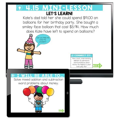 Lucky To Learn Math Mixed Addition And Subtraction Money Word Problems Lesson 415