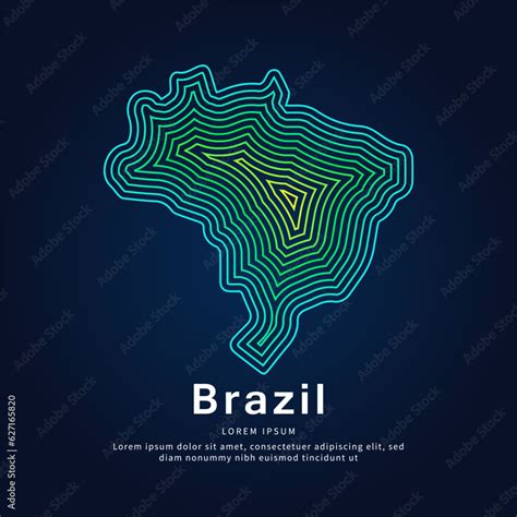 Vecteur Stock Brazil Map Illustration In A Linear Style Abstract Line