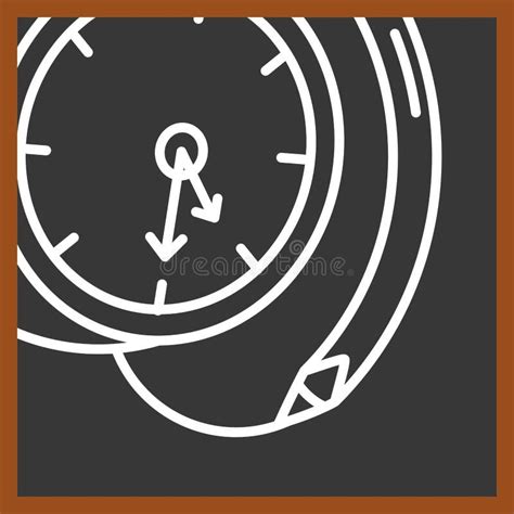 Classroom Board With Drawing Of Clock And Pencil Stock Illustration