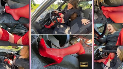 Pedal Pumping MILF In Stockings Fucks BMW E Revving High Heels Foot Fetish Feet