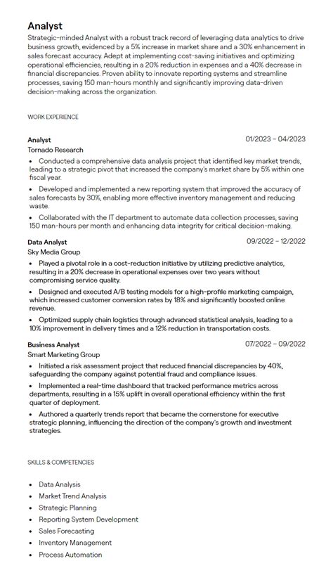7 Analyst Resume Examples [with Free Templates]