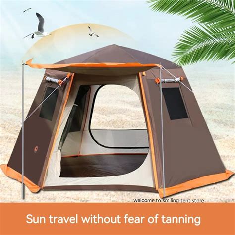 캠핑용 알루미늄 폴대 육각 자동 텐트 야외 3 4 인용 자외선 차단제 폭풍 우박 Aliexpress