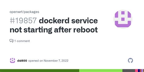 Dockerd Service Not Starting After Reboot · Issue 19857 · Openwrtpackages · Github