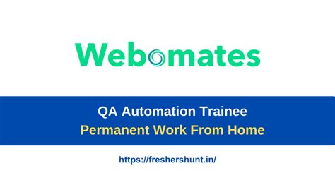 Webomates Qa Automation Trainee Permanent Remote Anywhere In India