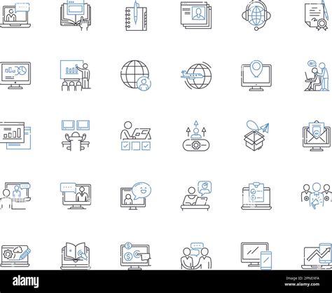 Alliance Cooperation Line Icons Collection Synergy Unity Collaboration Partnership Teamwork