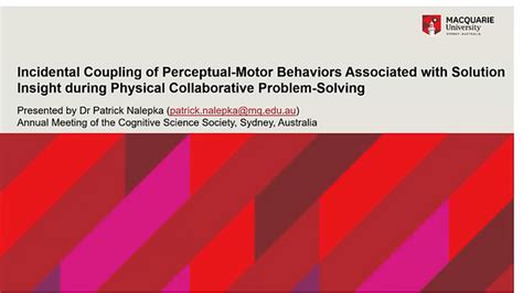 Underline Incidental Coupling Of Perceptual Motor Behaviors Associated With Solution Insight