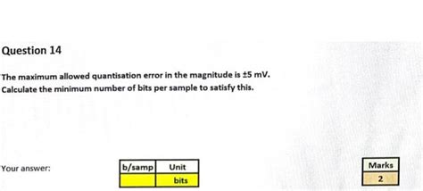Solved Question 14 The Maximum Allowed Quantisation Error In