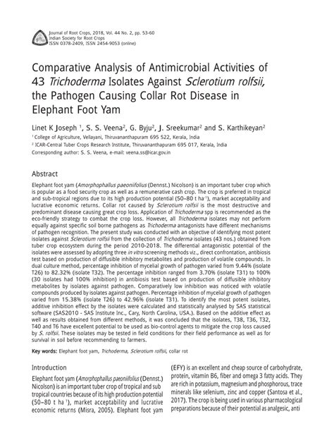 Pdf Comparative Analysis Of Antimicrobial Activities Of43 Trichoderma Isolates Against