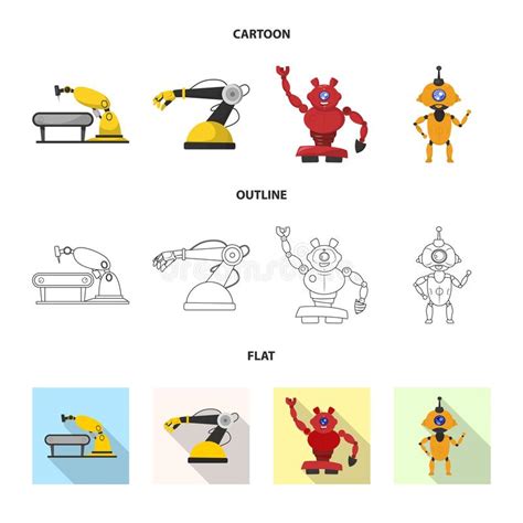 Vector Design Of Robot And Factory Symbol Collection Of Robot And Space Stock Symbol For Web