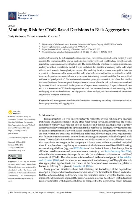 Pdf Modeling Risk For Cvar Based Decisions In Risk Aggregation