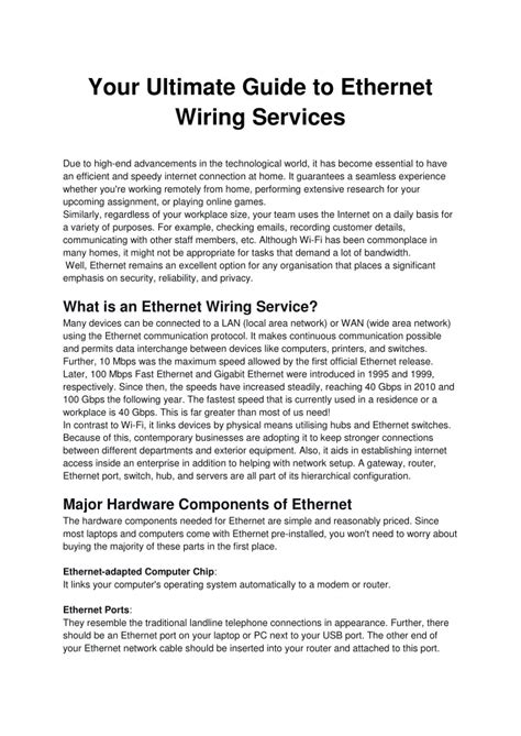Ppt Your Ultimate Guide To Ethernet Wiring Services Powerpoint