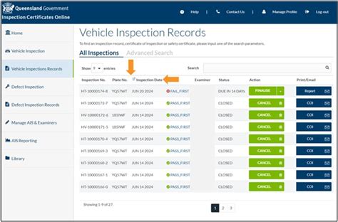 incorrect inspection certificates and reports department of transport
