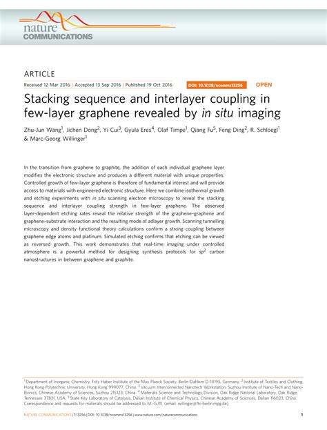 Pdf Stacking Sequence And Interlayer Coupling In Few Layer Graphene Revealed By In Situ Imaging