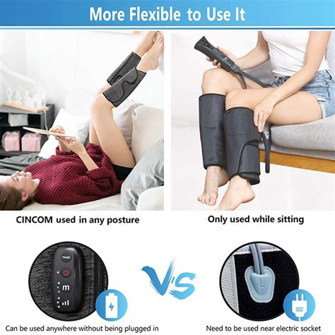 Cincom Rechargeable Leg Massager For Circulation Wireless Air Leg Compression Massager Calf