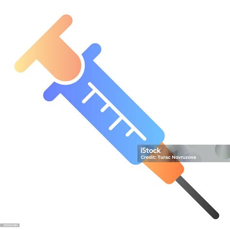 주사기 플랫 아이콘입니다 흰색에 격리된 사출 벡터 그림입니다 예방 접종 그라데이션 스타일 디자인 웹 및 응용 프로그램을 위해 설계 Eps 10 벡터에 대한 스톡 벡터 아트