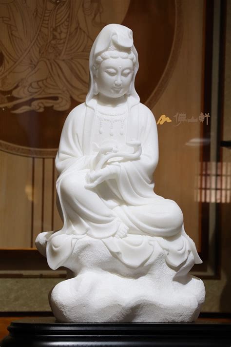 佛山軒 漢白玉如意觀音 玉石雕像