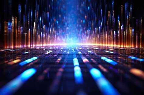 Data Binary Flow Rolling On Futuristic Technology Background Stock