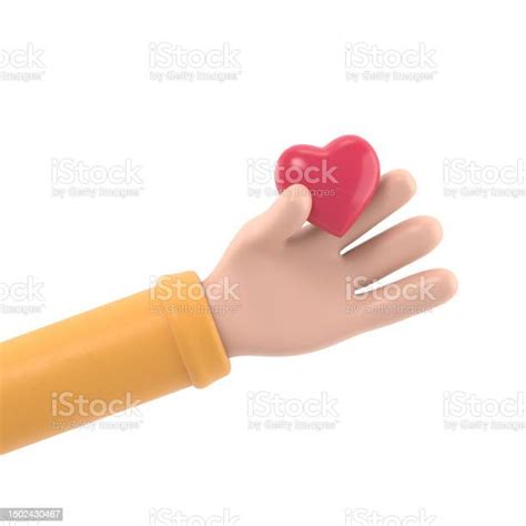 만화 제스처 아이콘 모형자선 개념 그들의 손에 심장을 들고 기부자 흰색 배경에 3d 렌더링 3차원 형태에 대한 스톡 사진 및 기타 이미지 Istock