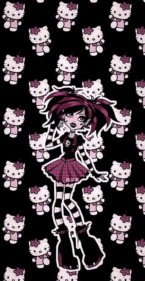 Download Show Your True Emotions With Emo Hello Kitty Wallpaper