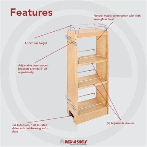 Rev A Shelf 448 BBSCWC 6C 6 1 2 Inch Width Pull Out Organizer With Soft Close For Full Access