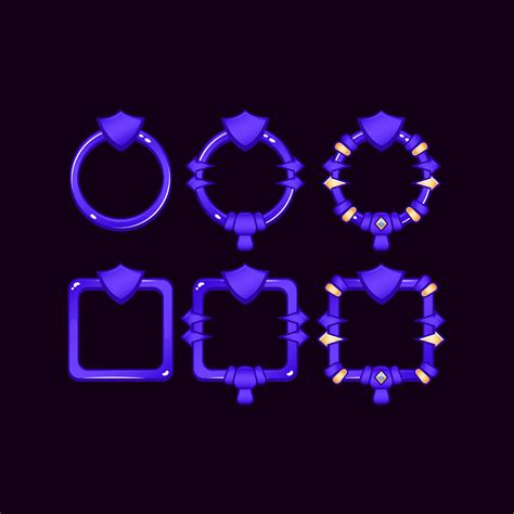set of game ui border frame with shield symbol for gui asset elements