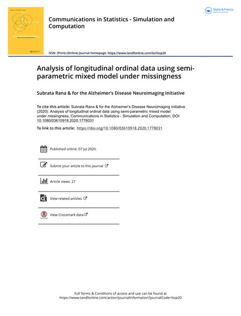 Pdf Analysis Of Longitudinal Ordinal Data Using Semi Parametric Mixed