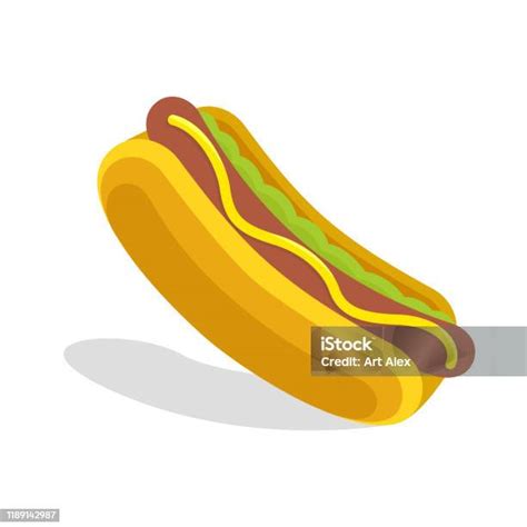핫도그 플랫 아이콘입니다 패스트 푸드 개념 벡터 그림입니다 겨자에 대한 스톡 벡터 아트 및 기타 이미지 겨자 노랑 디자인 Istock