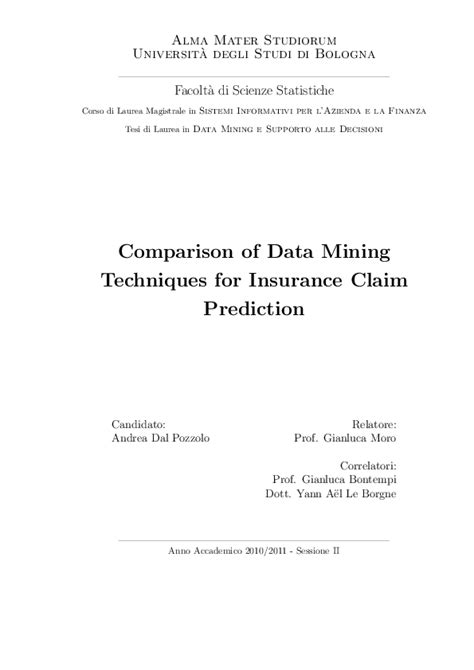 Pdf Comparison Of Data Mining Techniques For Insurance Claim Prediction
