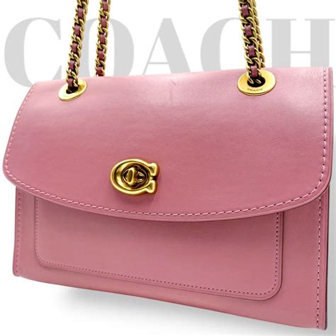 未使用級 コーチ パーカー 2way ショルダーバッグ レザー 斜め掛け ピンク バッグ