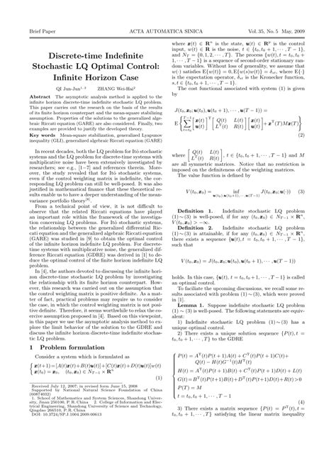 pdf some results on discrete time indefinite stochastic lq optimal control problem