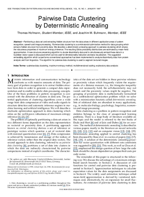 Pdf Pairwise Data Clustering By Deterministic Annealing