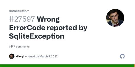 Wrong Errorcode Reported By Sqliteexception · Issue 27597 · Dotnet