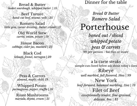 Menu — Old World Chophouse