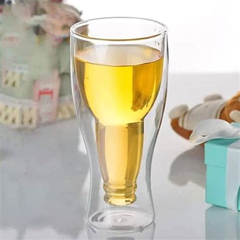 Babalifinch Pack Of 2 Double Walled Beer Glass Inside Out Upside Down Beer Bottle Glass Beer