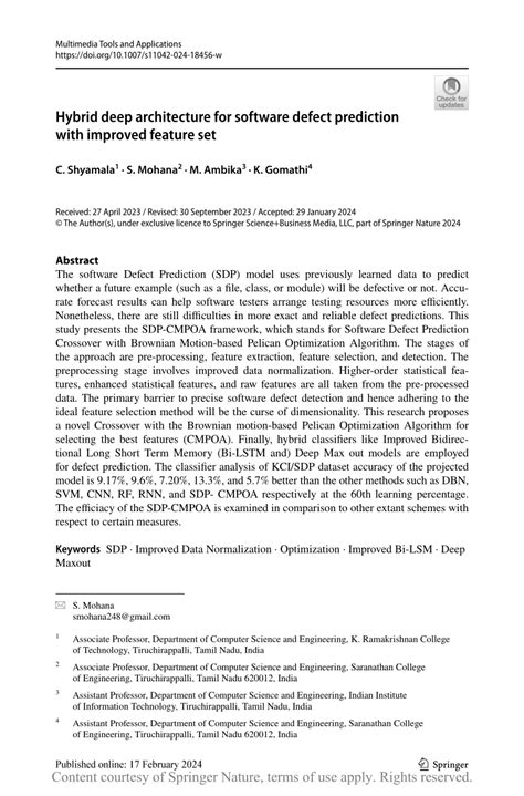 hybrid deep architecture for software defect prediction with improved
