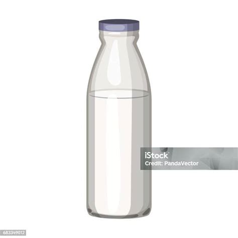 유리 우유 병 아이콘 만화 스타일 흰색 배경에 고립에서 우유 제품 및 달콤한 기호 주식 벡터 일러스트 레이 션 가득 찬에 대한